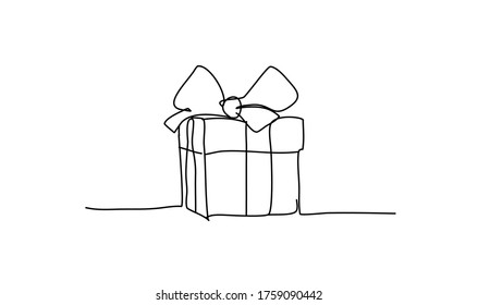 Gift Box Line Art Vector Illustration Stock Vector (Royalty Free ...