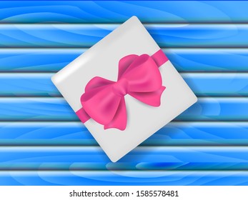 Gift Box Pink Bow On Wooden Stock Vector (Royalty Free) 1585578481 ...