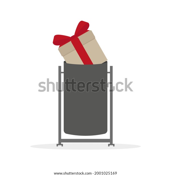 Gift Box Red Bow Trash Can Stock Vector (Royalty Free) 2001025169 ...