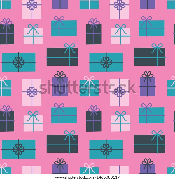 Vector de stock (libre de regalías) sobre Gift Box Seamless Pattern ...