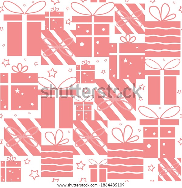 Gift Box Seamless Pattern On White Stock Vector (Royalty Free ...