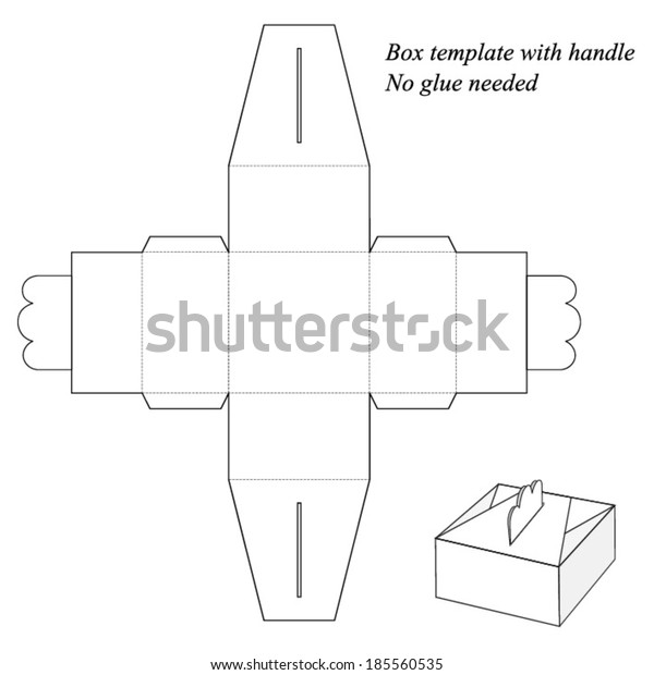 Gift Box Template Handle No Glue Stock Vector (Royalty Free) 185560535 ...