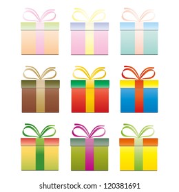 Gift Boxes Different Color Combinations: เวกเตอร์สต็อก (ปลอดค่า ...