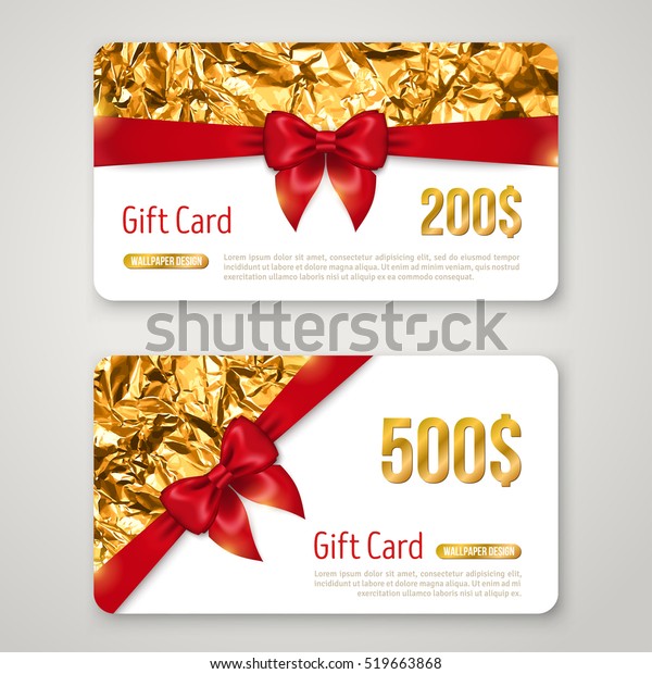 Gift Card Golden Foil Texture Red Stock Vector (Royalty Free) 519663868 ...