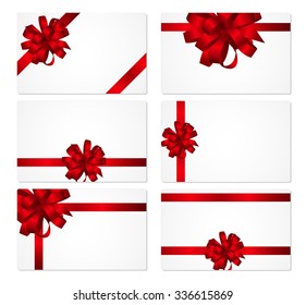 Gift Card Red Bow Ribbon Set Stock Vector (Royalty Free) 336615869 ...