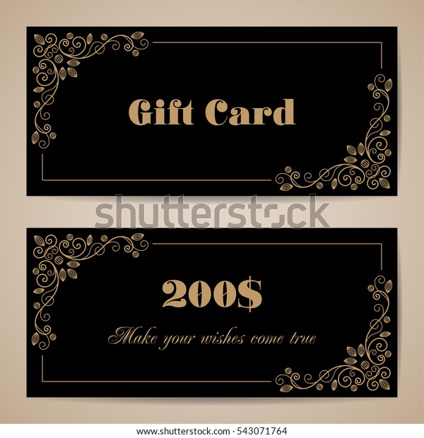 Gift Card Template Decorative Design Elements Stock Vector (Royalty ...