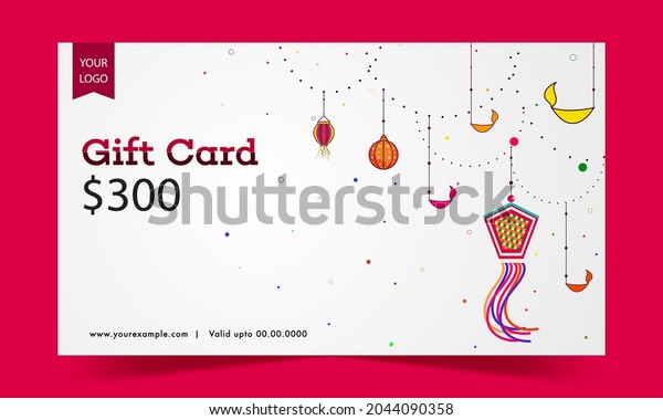 Gift Card Template Layout Hanging Lit Stock Vector (Royalty Free ...