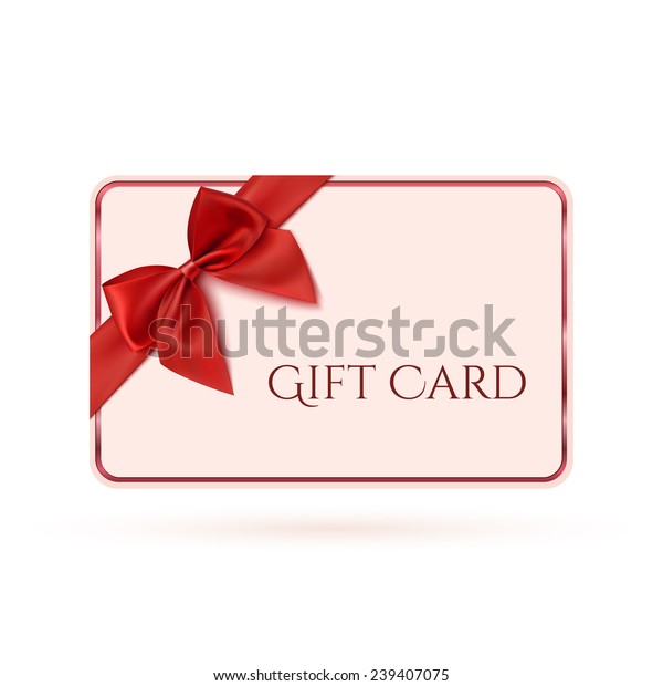 Gift Card Template Red Ribbon Bow Stock Vector (Royalty Free) 239407075