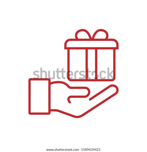 Gift Red Box Hand Gift Box Stock Vector (Royalty Free) 1589634421 ...