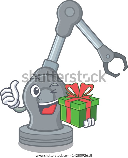 Gift Robotic Arm Machine Mascot Stock Vector (Royalty Free) 1428092618 ...