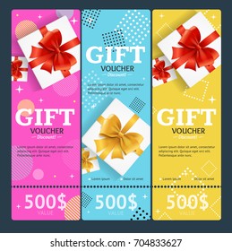 Gift Voucher Card Vertical Set Template Stock Illustration 1192108990