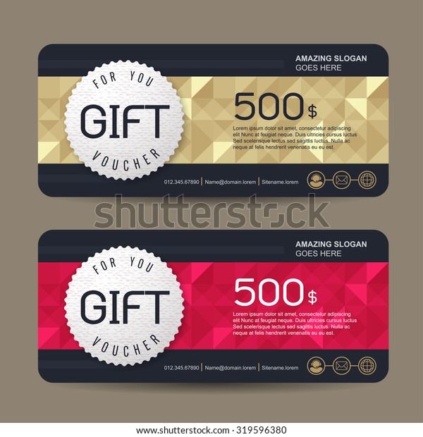 Gift Voucher Template Colorful Patterncute Gift Stock Vector (Royalty ...
