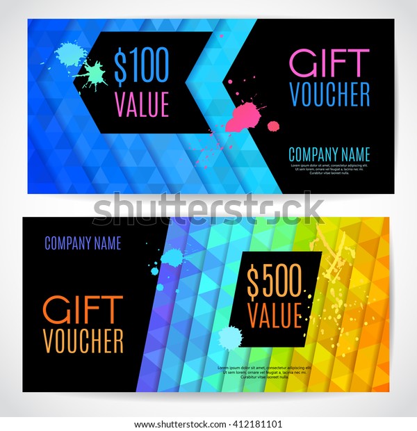 Gift Voucher Template Design Set 2 Stock Vector (Royalty Free) 412181101