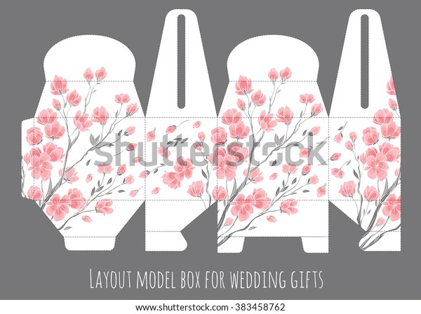 Gift Wedding Favor Box Template Nature Stock Vector (Royalty Free ...