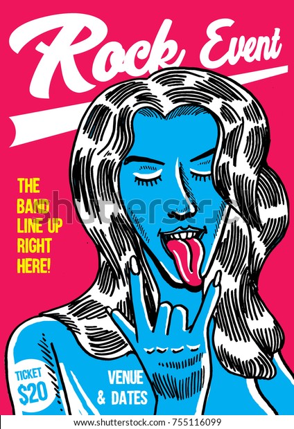 Gig Poster Template Hand Drawing Illustration Stock Vector (Royalty ...