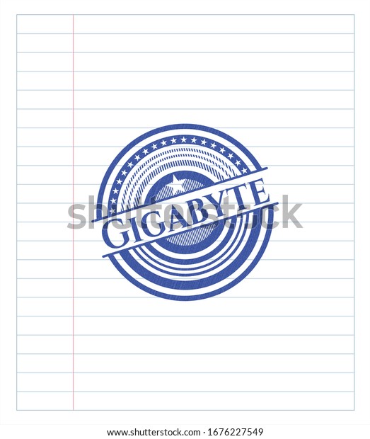 Gigabyte Emblem Draw Pen Effect Blue Stock Vector (Royalty Free) 1676227549