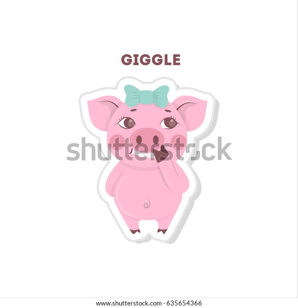 Giggling Pig Sticker Isolated Cute Emoji Stock Vector (Royalty Free ...