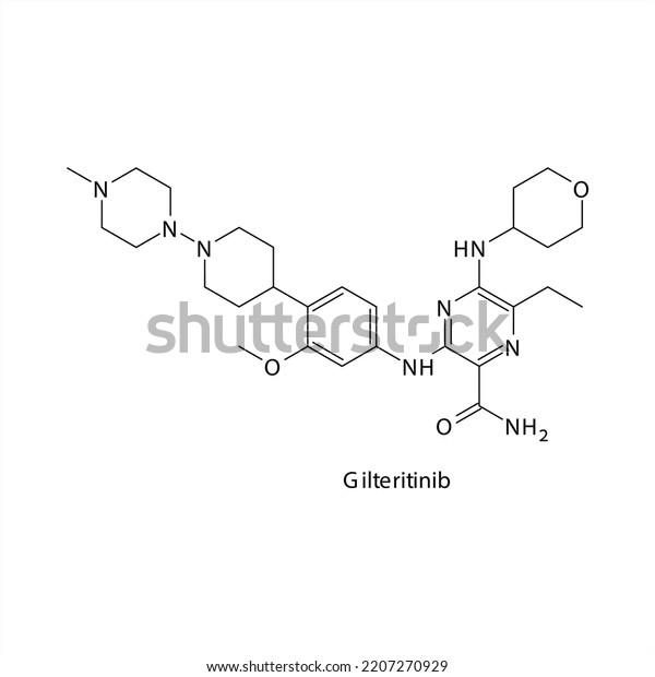 Gilteritinib Molecule Flat Skeletal Structure Tyrosine: เวกเตอร์สต็อก ...