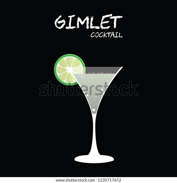 Gimlet Cocktail Illustration Vector Sliced Lime Stock Vector (Royalty ...