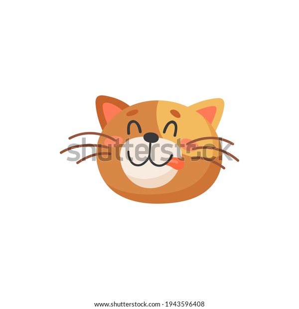 Ginger Cat Emoticon Isolated Happy Kitten Stock Vector (Royalty Free ...