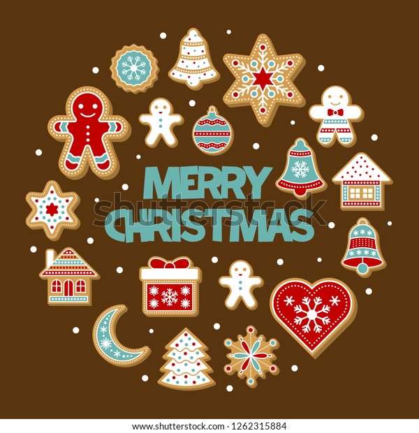 Gingerbread Cookies Arrange Circle Shape Use Stock Vector (Royalty Free ...