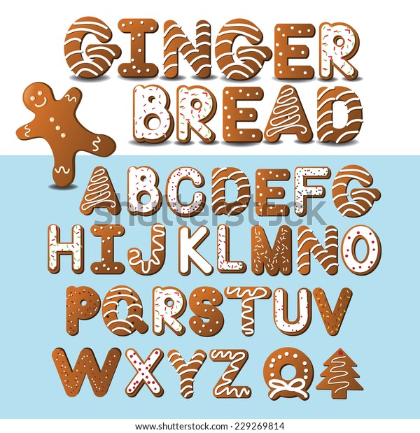 Gingerbread Font Gingerbread Man Eps 10 Stock Vector (Royalty Free ...