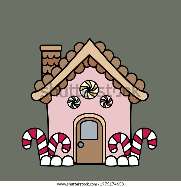 Gingerbread House Cartoon Vector Illustration 스톡 벡터(로열티 프리) 1975174658 ...