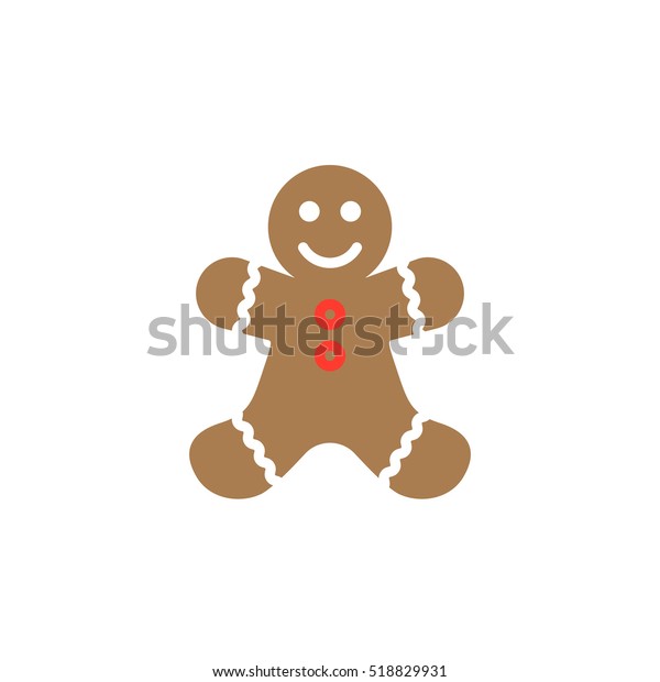 Gingerbread Man Cookie Icon Vector Filled Stock Vector (Royalty Free ...