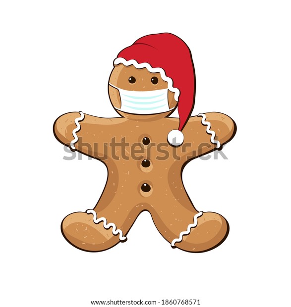 Gingerbread Man Face Mask Christmas Baking Stock Vector (Royalty Free ...