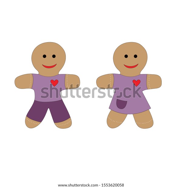 Gingerbread Man His Gingerbread Girlfriend Sweets Stock Vector (Royalty ...