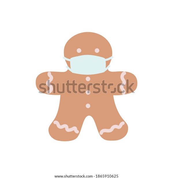 Gingerbread Man Mask Vector Handdrawn Illustration Stock Vector ...