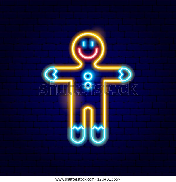 Gingerbread Man Neon Sign Vector Illustration Stock Vector (Royalty ...