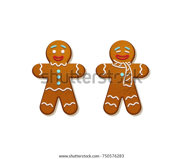 Gingerbread Men Vector Christmas New Year Stock Vector (Royalty Free ...