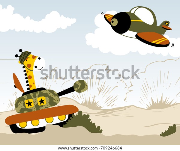 Giraffe Soldier Battlefield Vector Cartoon Stock Vector (Royalty Free ...