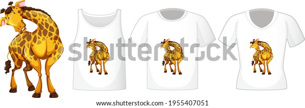 Giraffe Stand Position Cartoon Character Many Stock Vector (Royalty ...