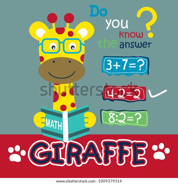 Giraffe Teacher Funny Cartoonvector Illustration Stock Vector (Royalty ...
