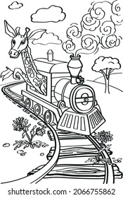 Giraffe Train Illustration Children Stock Vector (Royalty Free ...