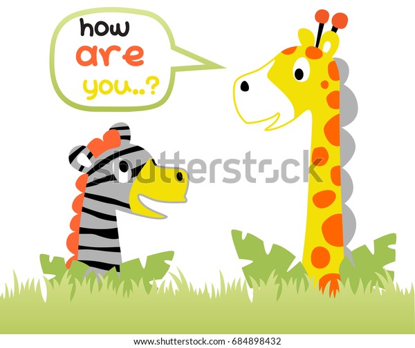 Giraffe Zebra Best Friend Vector Cartoon Stock Vector (Royalty Free ...