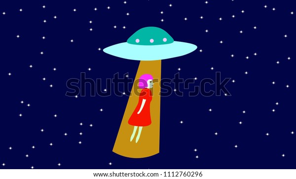 Girl Abducted By Alien Vector Stock Vector (Royalty Free) 1112760296 ...