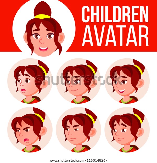 Girl Avatar Set Kid Vector High Stock Vector (Royalty Free) 1150148267 ...