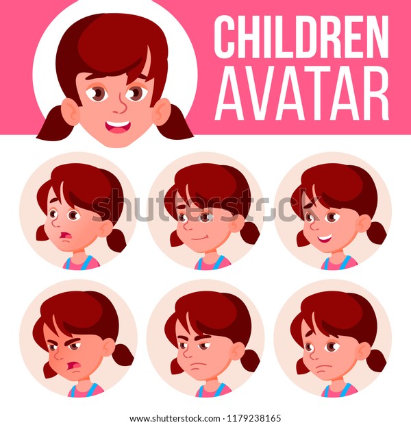 Girl Avatar Set Kid Vector Kindergarten Stock Vector (Royalty Free ...