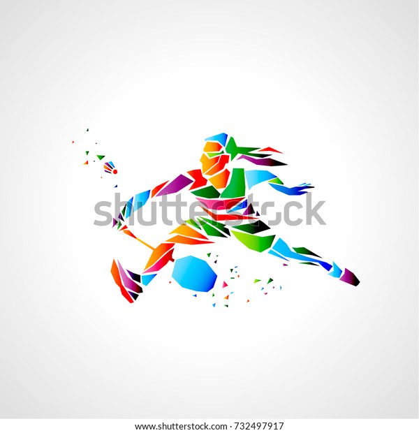 Girl Badminton Player Abstract Vector Eps Stock Vector (Royalty Free ...