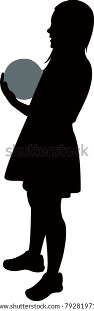 Girl Ball Silhouette Vector Stock Vector (Royalty Free) 792819715 ...