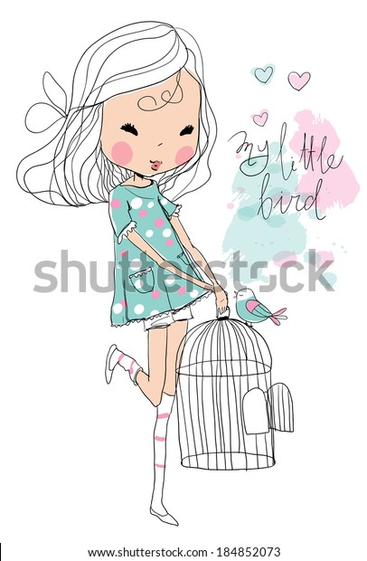 Girl Bird Stock Vector (Royalty Free) 184852073 | Shutterstock