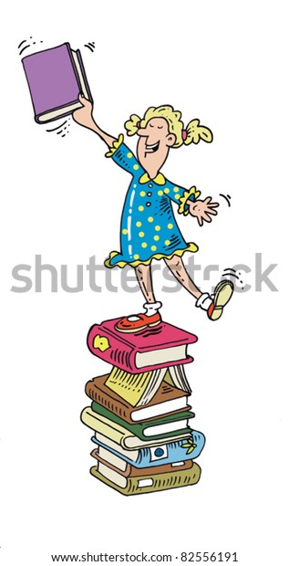 Girl Bookworm Stock Vector (Royalty Free) 82556191