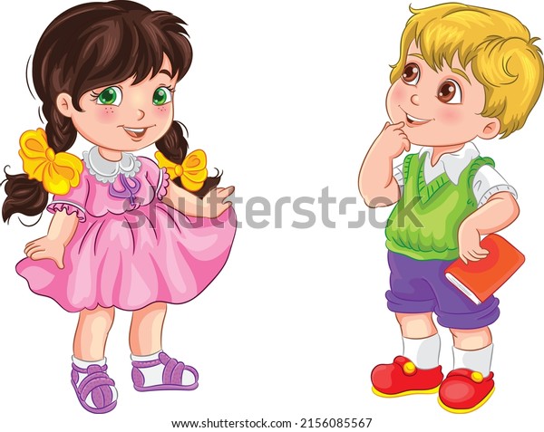 Girl Boy Characters Cartoon Stock Vector (Royalty Free) 2156085567 ...