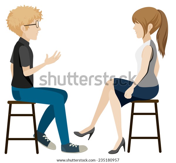 Girl Boy Talking Without Faces On Stock Vector (Royalty Free) 235180957