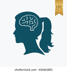 Girl Brain Icon Flat Isolated Silhouette Stock Vector (Royalty Free ...