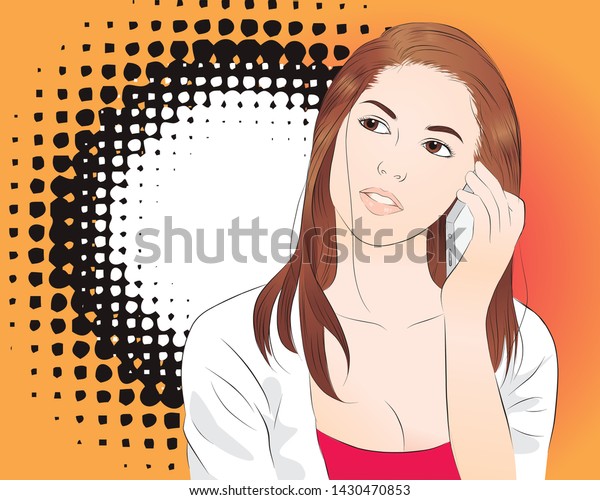 Girl Calling Someone Smartphone Vector Illustration Stock Vector ...