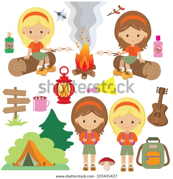 Girl Camp Vector Illustration Stock Vector (Royalty Free) 333445427